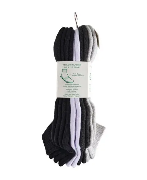 French Connection Organic Cotton Half Cushion Quarter Sock 5-pack - Grey White Black
