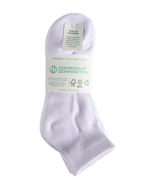 French Connection Organic Cotton Half Cushion Quarter Sock 5-pack - White