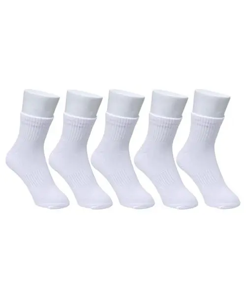 French Connection Organic Cotton Half Cushion Quarter Sock 5-pack - White