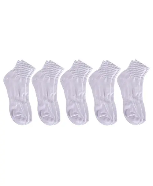 French Connection Organic Cotton Half Cushion Quarter Sock 5-pack - White