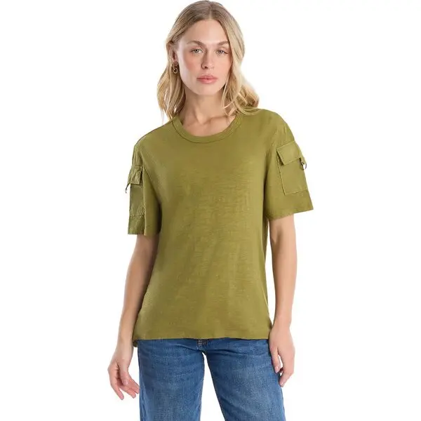 Wilt Round Neck Short Sleeve Hi-lo Tee With Cargo Pockets - Moss