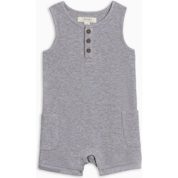 KENDI BY COLORED ORGANICS Organic Percy Waffle Short Romper - Ashen