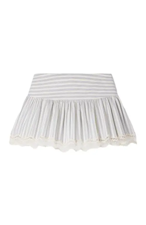 Sandro Striped Cotton Skort With Lace Trim - Ecru/bleu