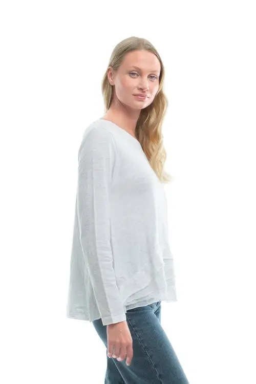 Wilt Boxy Mixed Fabric Hem Long Sleeve T-shirt - White
