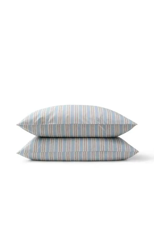 CHRISTY Calder Stripe Cotton Percale Pillow Sham Pairs - Blue