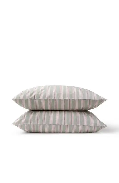 CHRISTY Calder Stripe Cotton Percale Pillow Sham Pairs - Pink