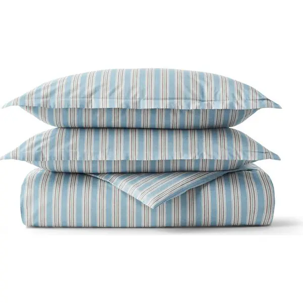 CHRISTY Calder Stripe Cotton Percale Duvet Cover Sets - Blue