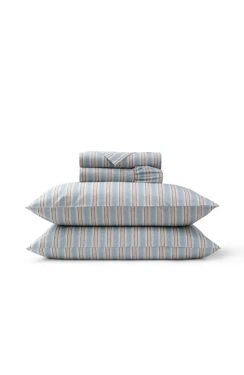 CHRISTY Calder Stripe Cotton Percale Sheet Set Bundles - Blue