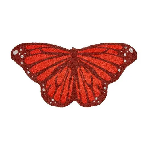 TAG Butterfly Non-slip Coir Door Mat Everyday Use Rug - Orange