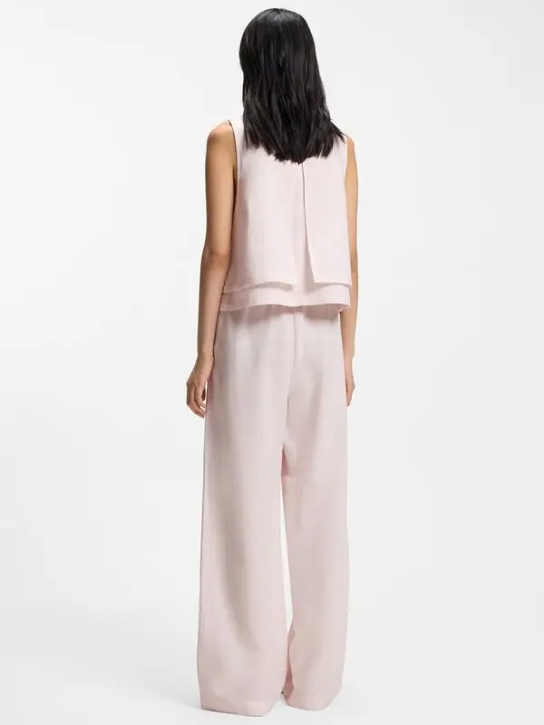 BOSS Wide Leg Trousers With Drawstring Waist