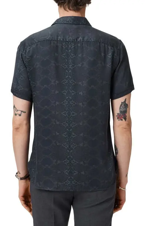 John Varvatos Loren Slim Fit Short Sleeve Button-up Shirt - Black