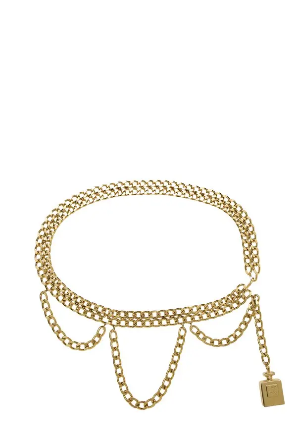 Chanel Tone Perfume Bottle Chain Belt - Gold