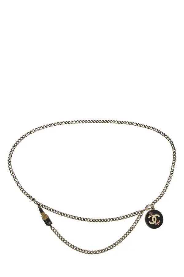 Chanel Enamel Lipstick Chain Belt - Black