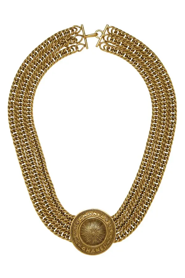 Chanel Tone Medallion Necklace - Gold