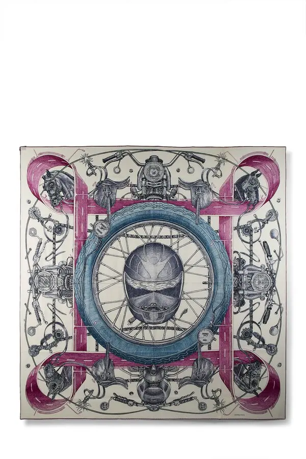 Hermès Cream & Multicolor 'route 24' Cashmere Shawl - Multi