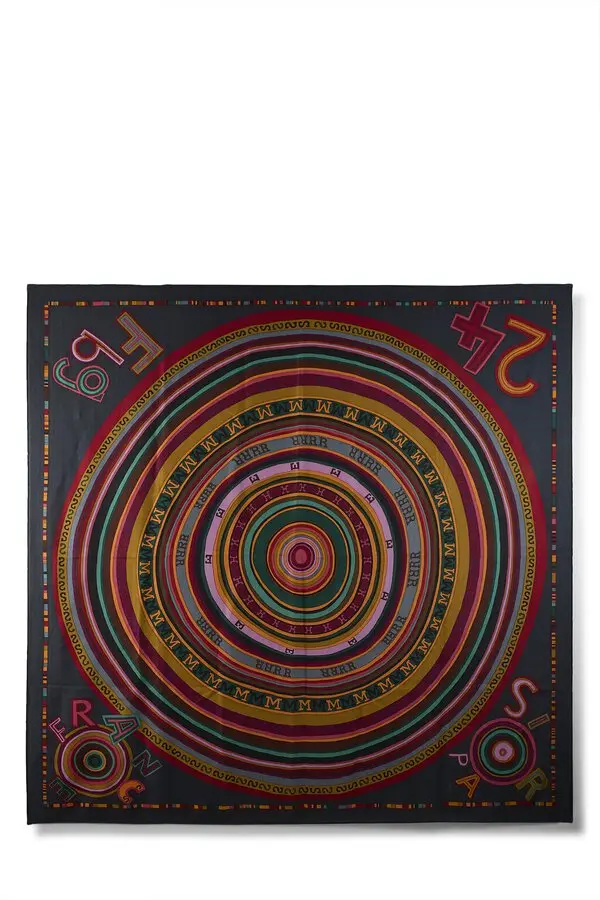 Hermès Burgundy & Multicolor 'tohu Bohu' Cashmere Shawl - Multi