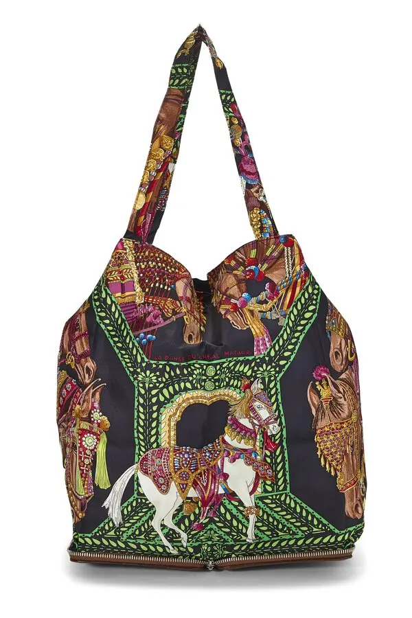 Hermès La Danse Du Cheval Marwari Silk Pop Tote