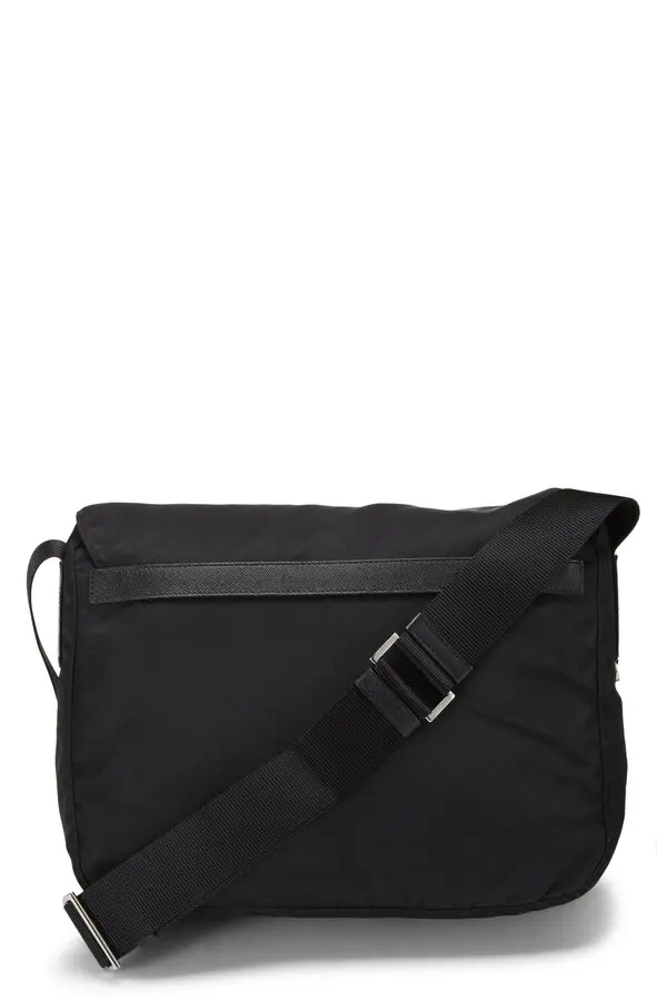 Prada Tessuto Nylon Messenger Bag With Saffiano Leather Trim