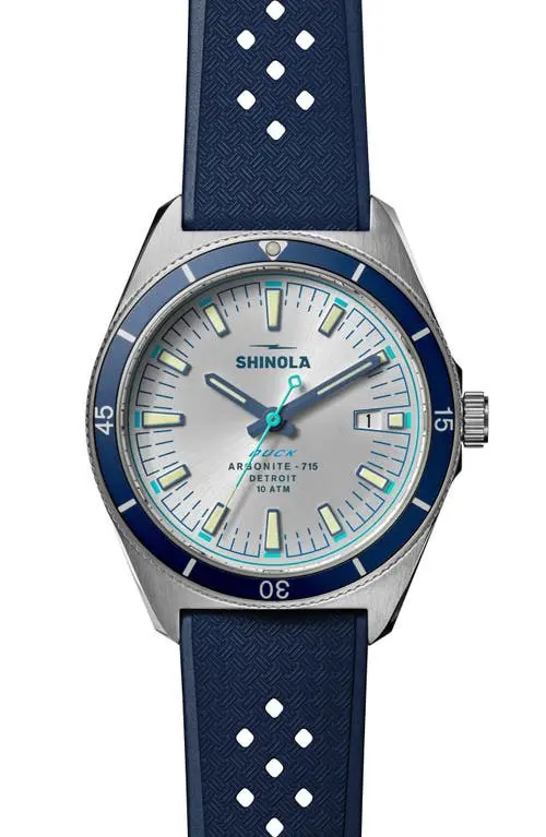 Shinola Duck Stainless Steel And Rubber Diver Watch - Alabaster