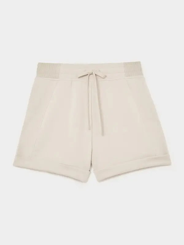 REISS Phoebe Premium Interlock Drawstring Shorts - Neutral