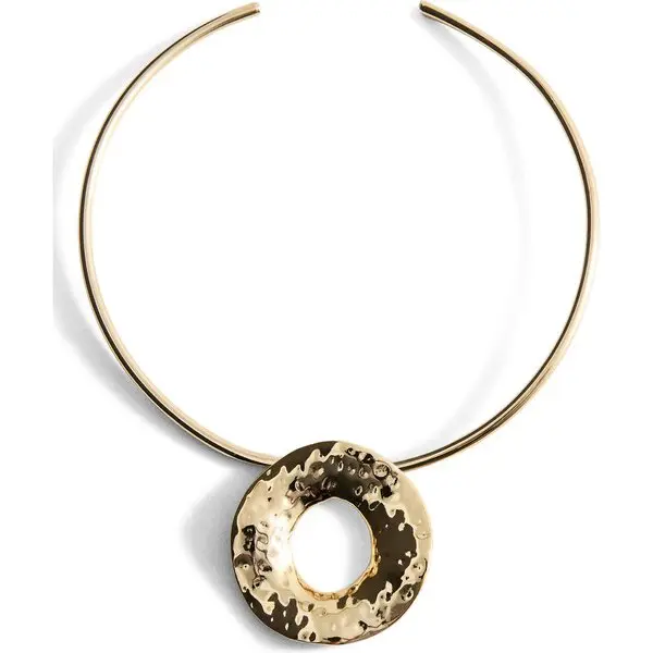 Mango Hammered Pendant Necklace - Gold