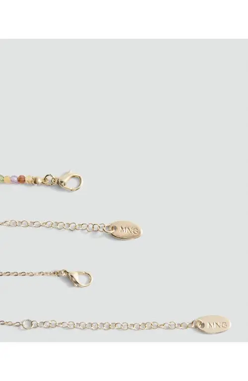 Mango Set Of 2 Layered Necklaces With Hammered Coin And Beaded Chains
