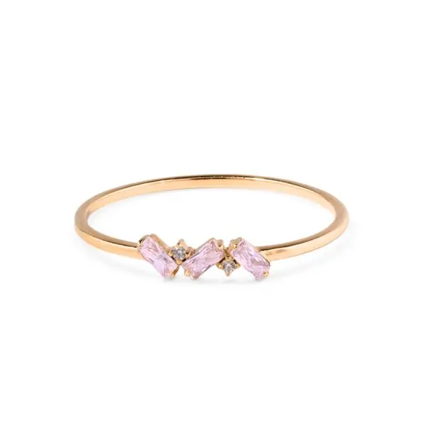 BELINDA JEWELZ Triple Baguette Tourmaline And Diamond Ring - Pink/gold