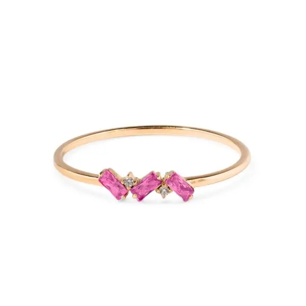 BELINDA JEWELZ Ruby And Diamond Baguette Ring - Pink/gold