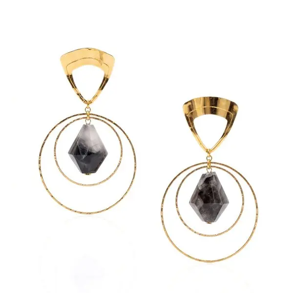 JAREDJAMIN Valencia Agate Drop Earrings - Black