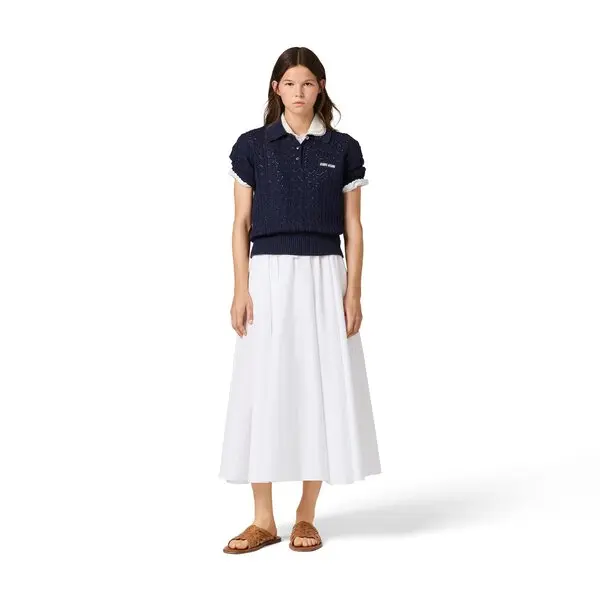 Miu Miu Cotton Knit Polo Shirt - Navy