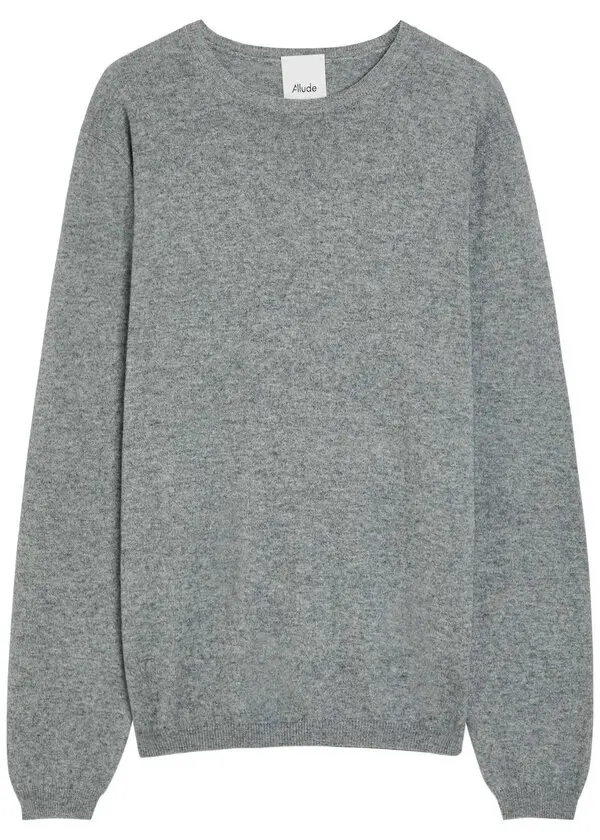 ALLUDE Cotton And Cashmere-blend Jumper With Suede Elbow Patches