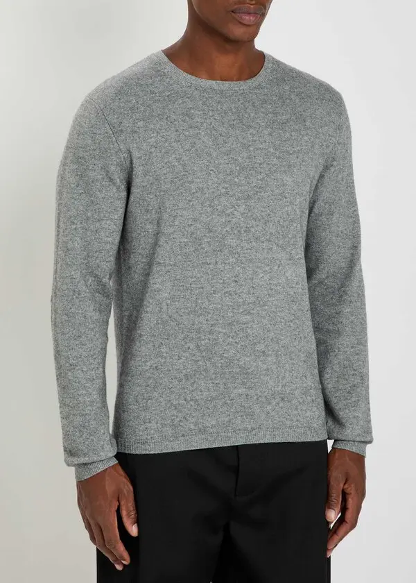 ALLUDE Cotton And Cashmere-blend Jumper With Suede Elbow Patches