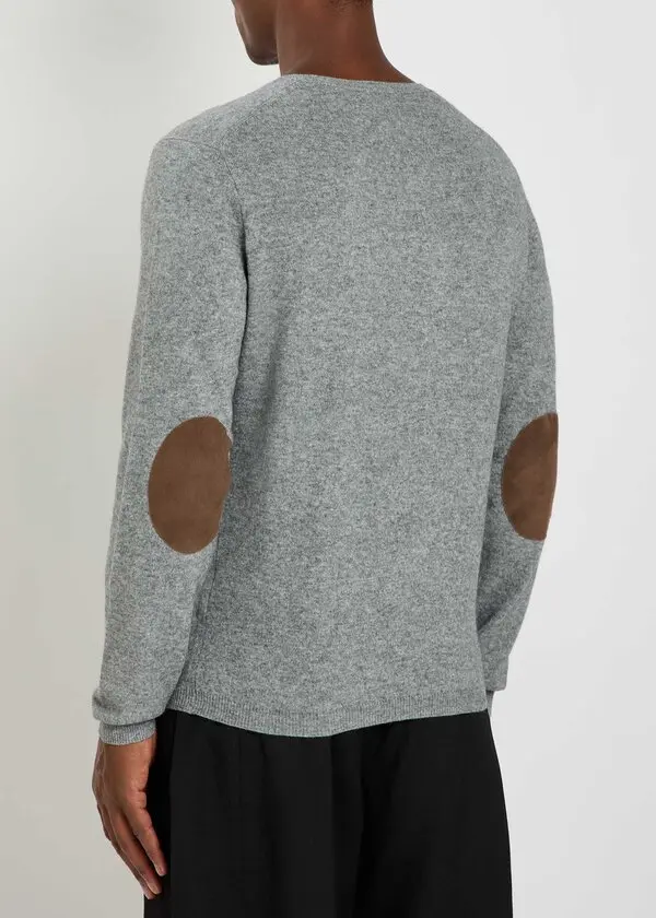 ALLUDE Cotton And Cashmere-blend Jumper With Suede Elbow Patches