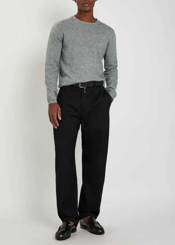 ALLUDE Cotton And Cashmere-blend Jumper With Suede Elbow Patches