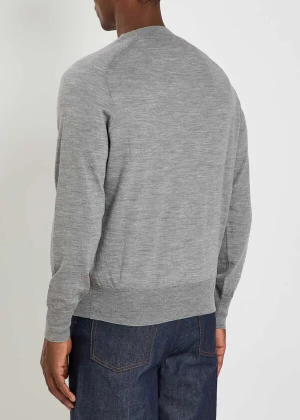 AMI Paris Logo Embroidered Virgin Wool Jumper