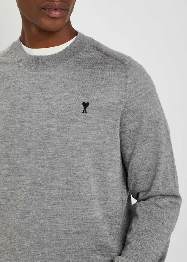 AMI Paris Logo Embroidered Virgin Wool Jumper
