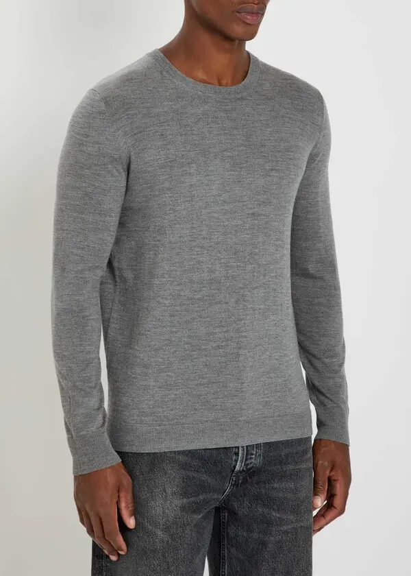 ALLUDE Wool Crew Neck Jumper - Grey