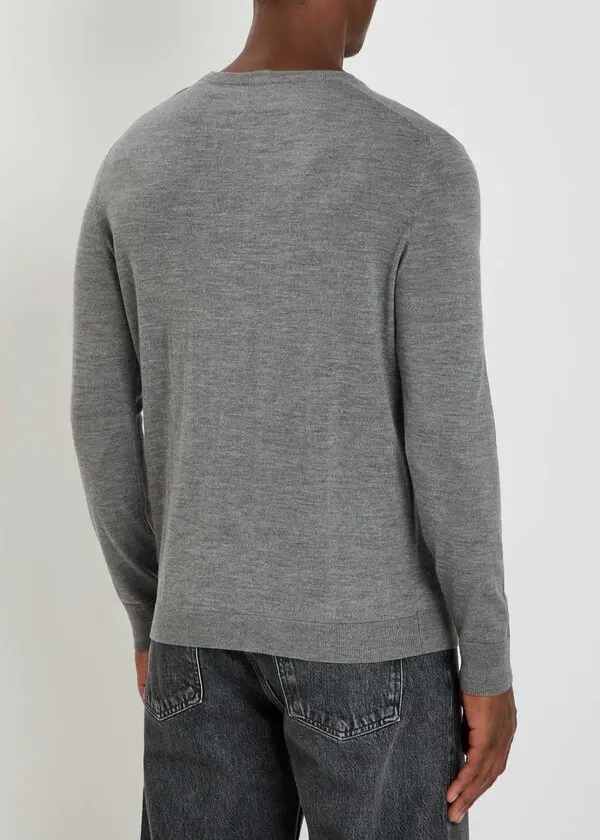 ALLUDE Wool Crew Neck Jumper - Grey