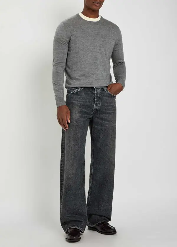 ALLUDE Wool Crew Neck Jumper - Grey
