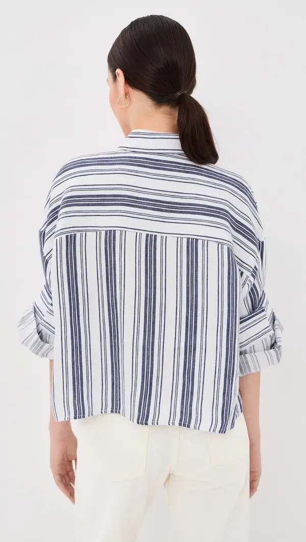 TWP Striped Hemp Shirt - Ivory/navy
