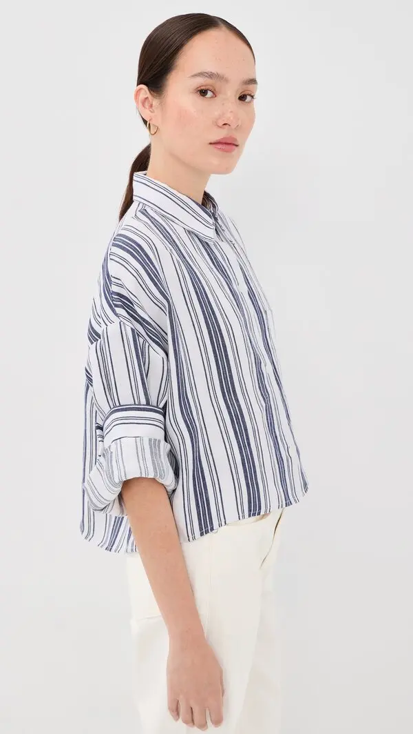 TWP Striped Hemp Shirt - Ivory/navy