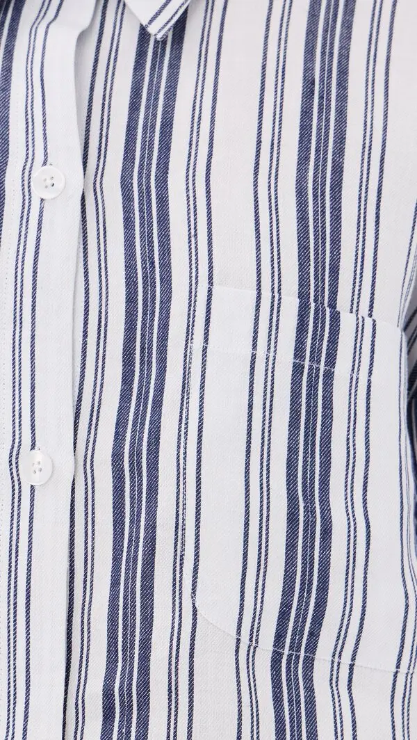 TWP Striped Hemp Shirt - Ivory/navy
