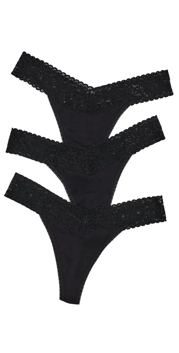 Hanky Panky Dreamease Original Rise Thong 3 Pack - Black