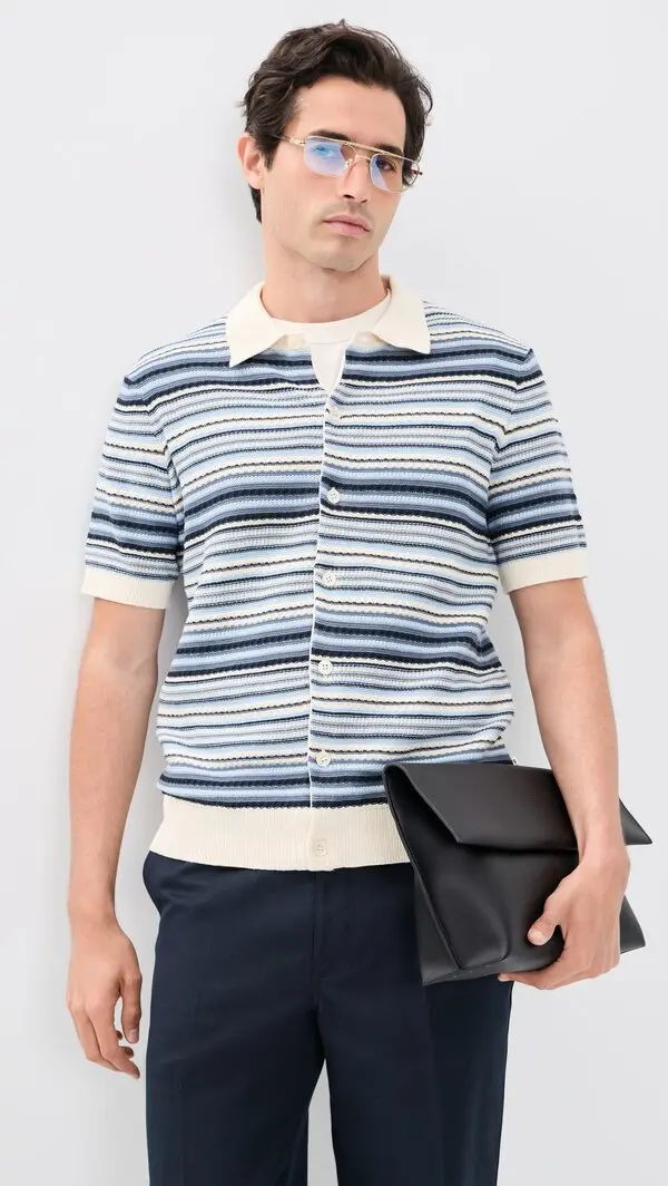 Nn07 Nolan Striped Button Sweater