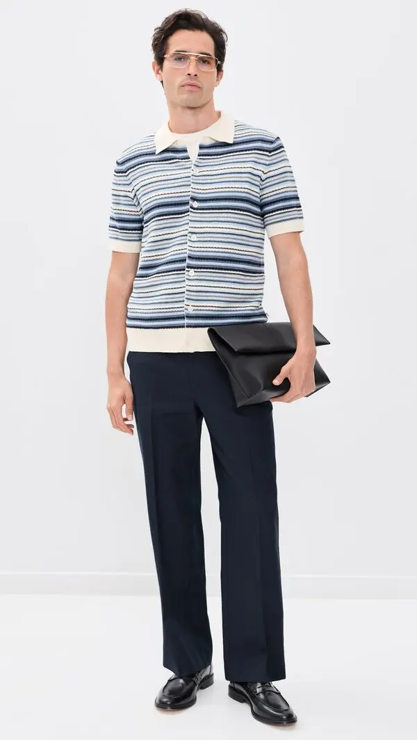 Nn07 Nolan Striped Button Sweater