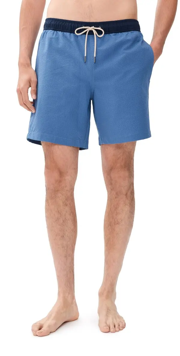 FAIR HARBOR Bayberry Swim Trunks - Seersucker Ocean Blue
