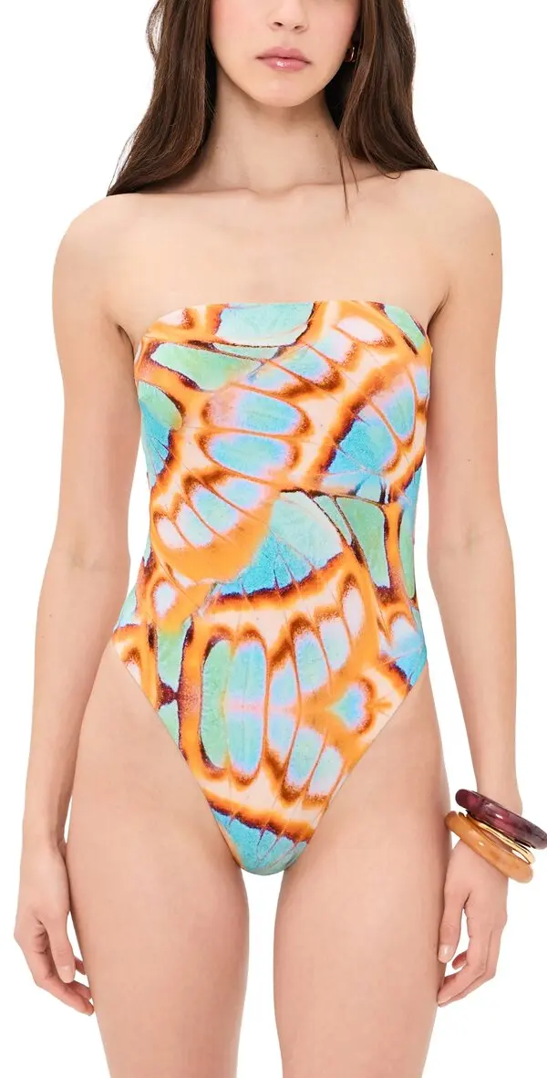 VITAMIN A Classic Bandeau Piece - Malachite Butterfly