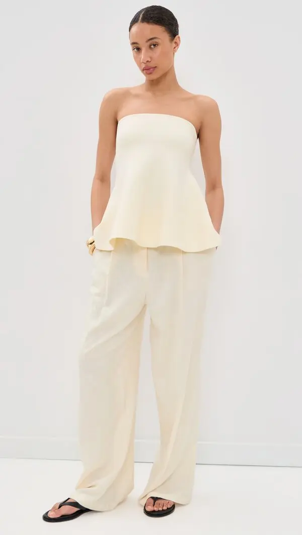 ALIGNE Knitted Bandeau Peplum Top