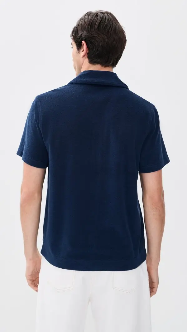 FAIR HARBOR Ravello Terry Button Up Shirt - Navy