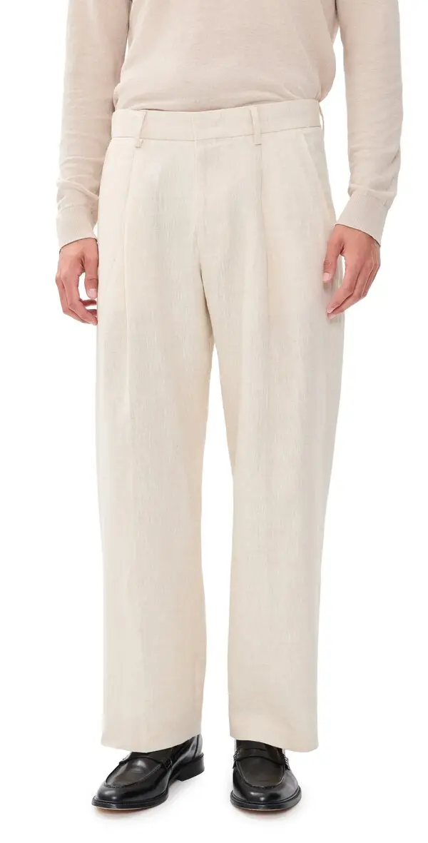 Nn07 Kay Linen Relaxed Pleated Trousers - Oat